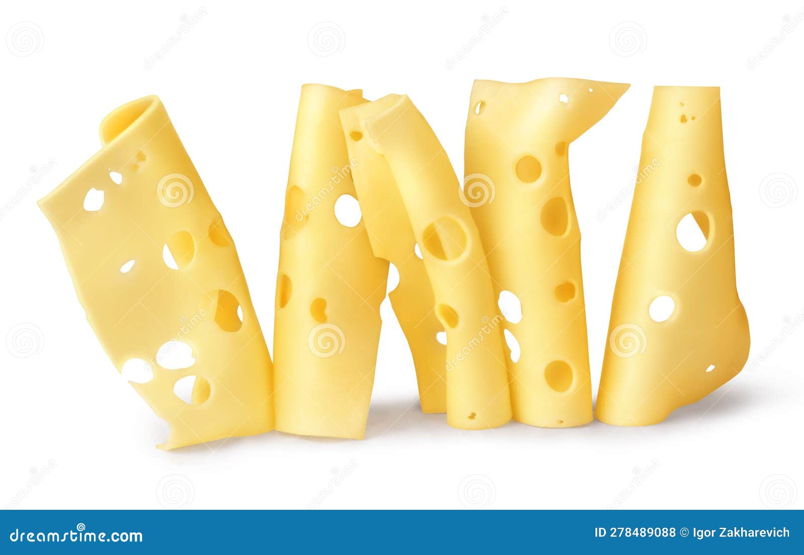 Cheese Slices with Shadow on White Isolated Background Stock ...