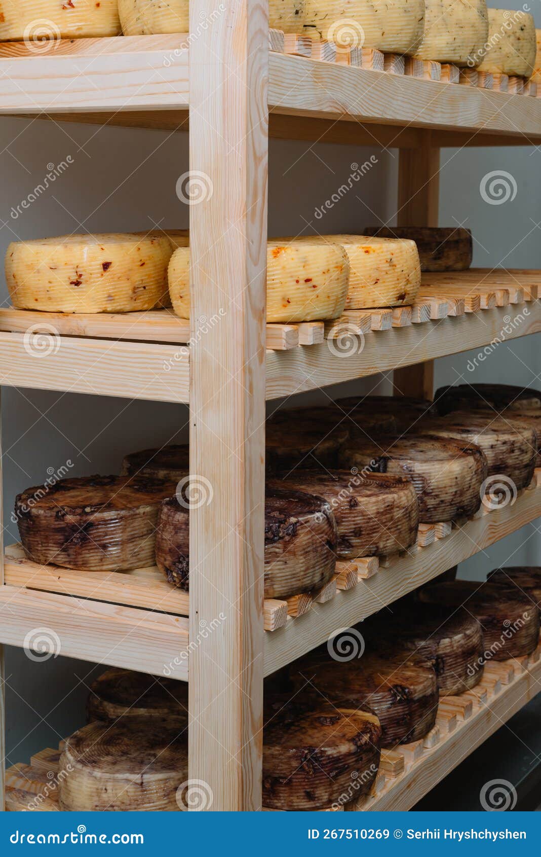 Cheese Stacked on Shelves in a Cheese Farm Stock Image - Image of dairy ...