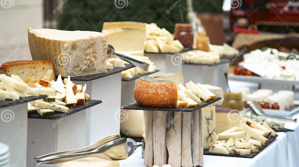 Cheese Table Set for Reception Refreshments- Stock Image - Image of ...