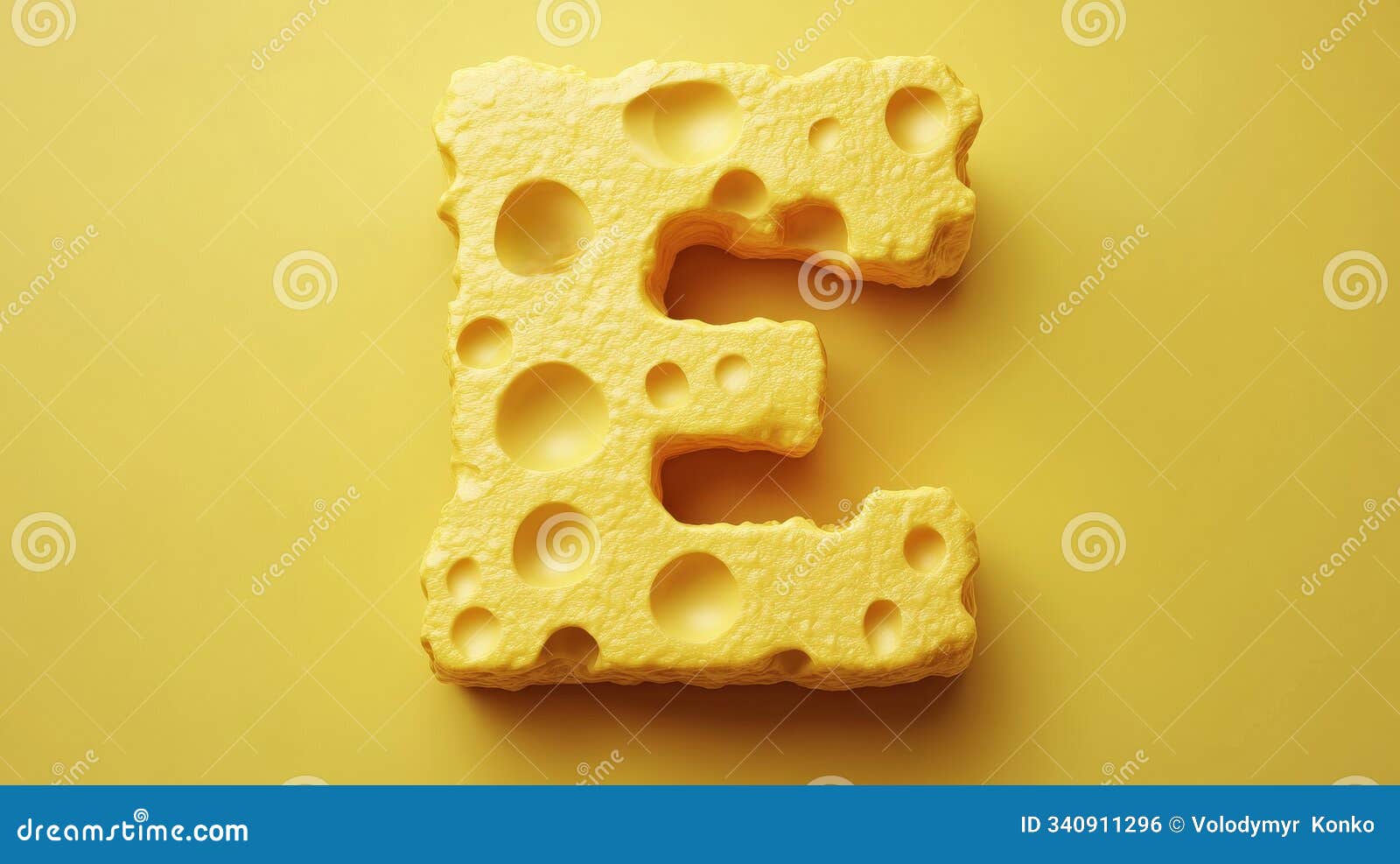 Cheese Texture Letter E on Yellow Background, Creative Design Concept ...