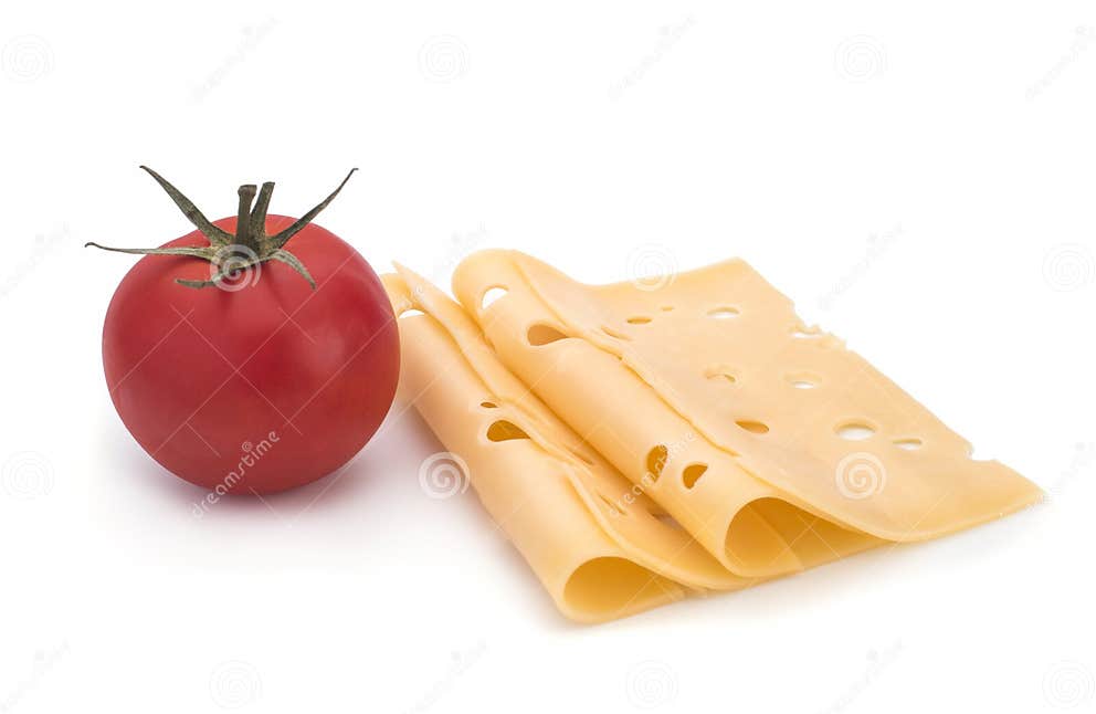 Cheese and Tomatoes on a White Background Stock Photo - Image of cooked ...