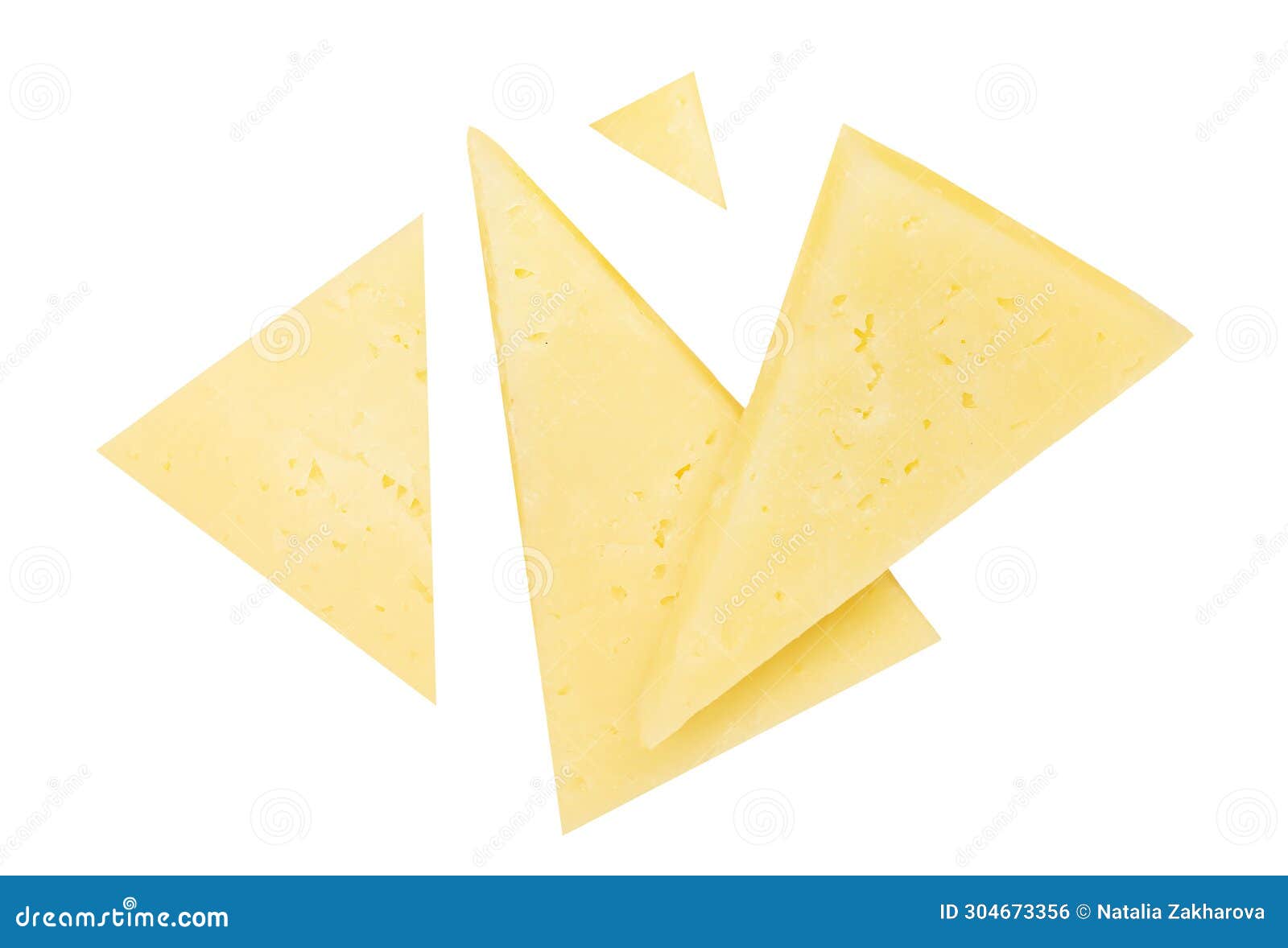 Cheese Triangle Pieces Isolated on White Background. Swiss Cheese ...