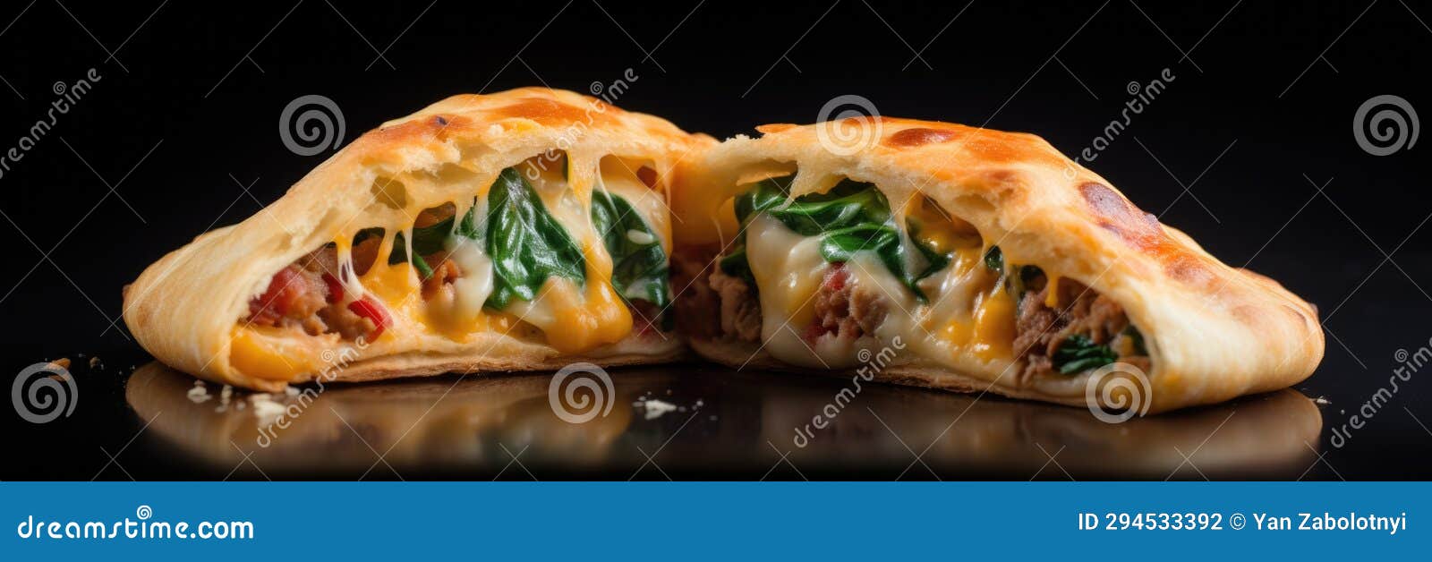 Cheese and Vegetable Calzone on a White Background Stock Illustration ...