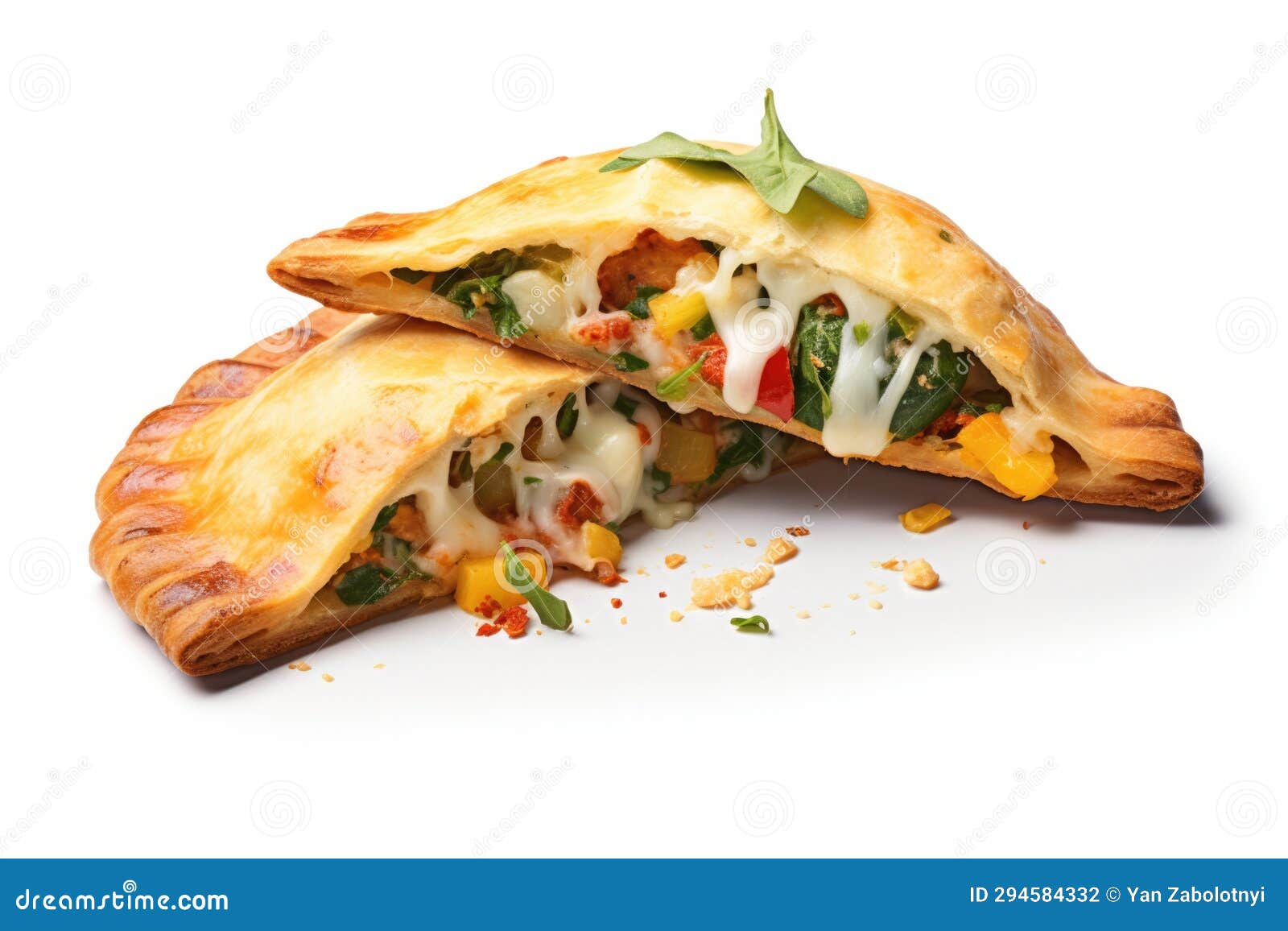 Cheese and Vegetable Calzone on a White Background Stock Illustration ...