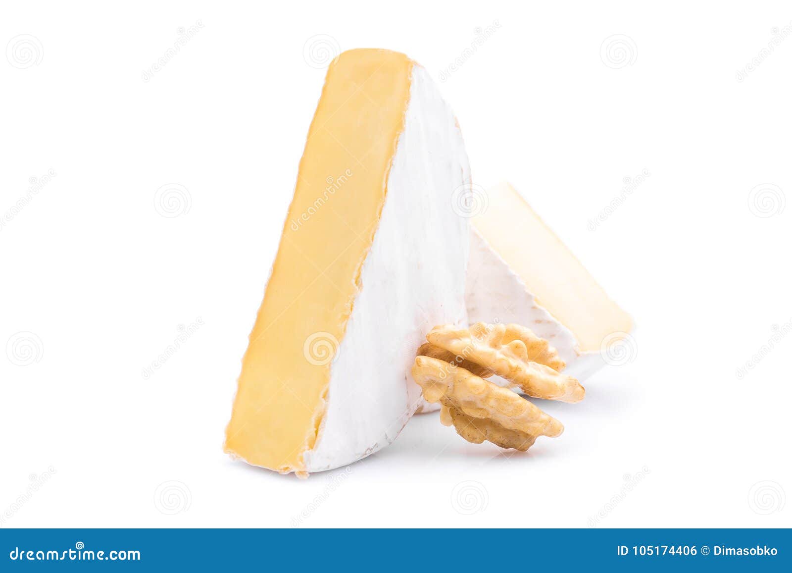 Cheese with Walnut Isolated Stock Photo - Image of healthy, fresh ...