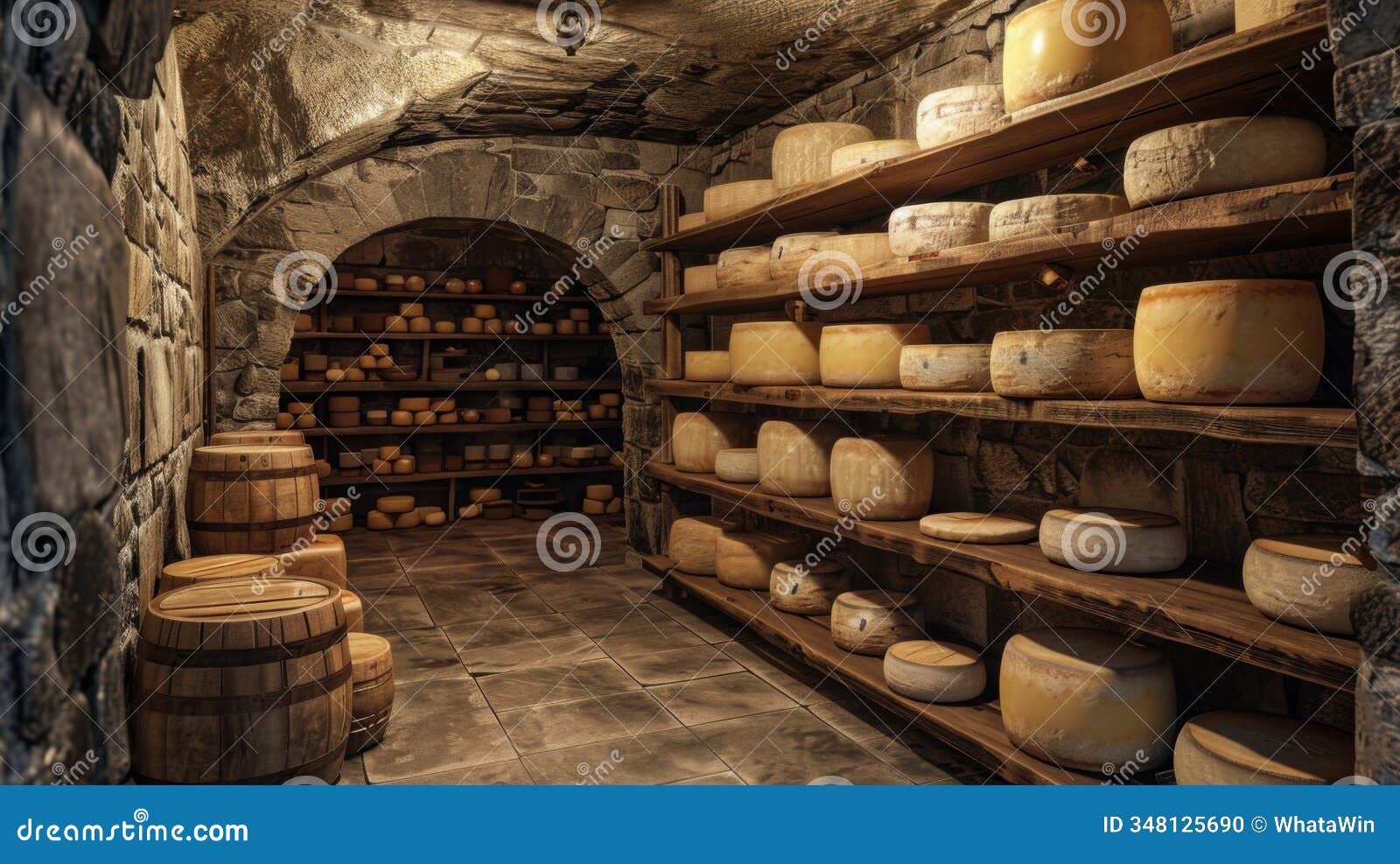Cheese Wheel Aging in a Cellar Stock Photo - Image of bread, gorgonzola ...
