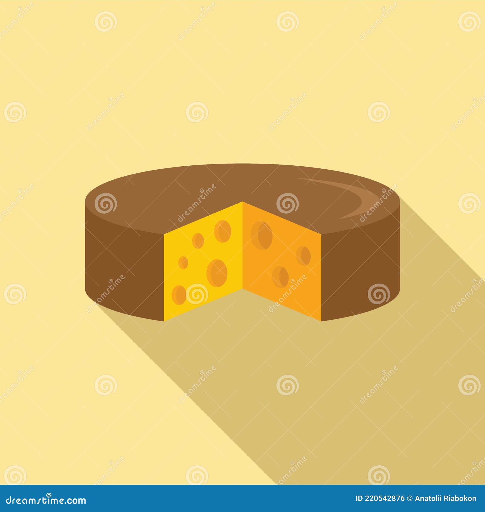 Cheese Wheel Icon, Flat Style Stock Vector - Illustration of eating ...