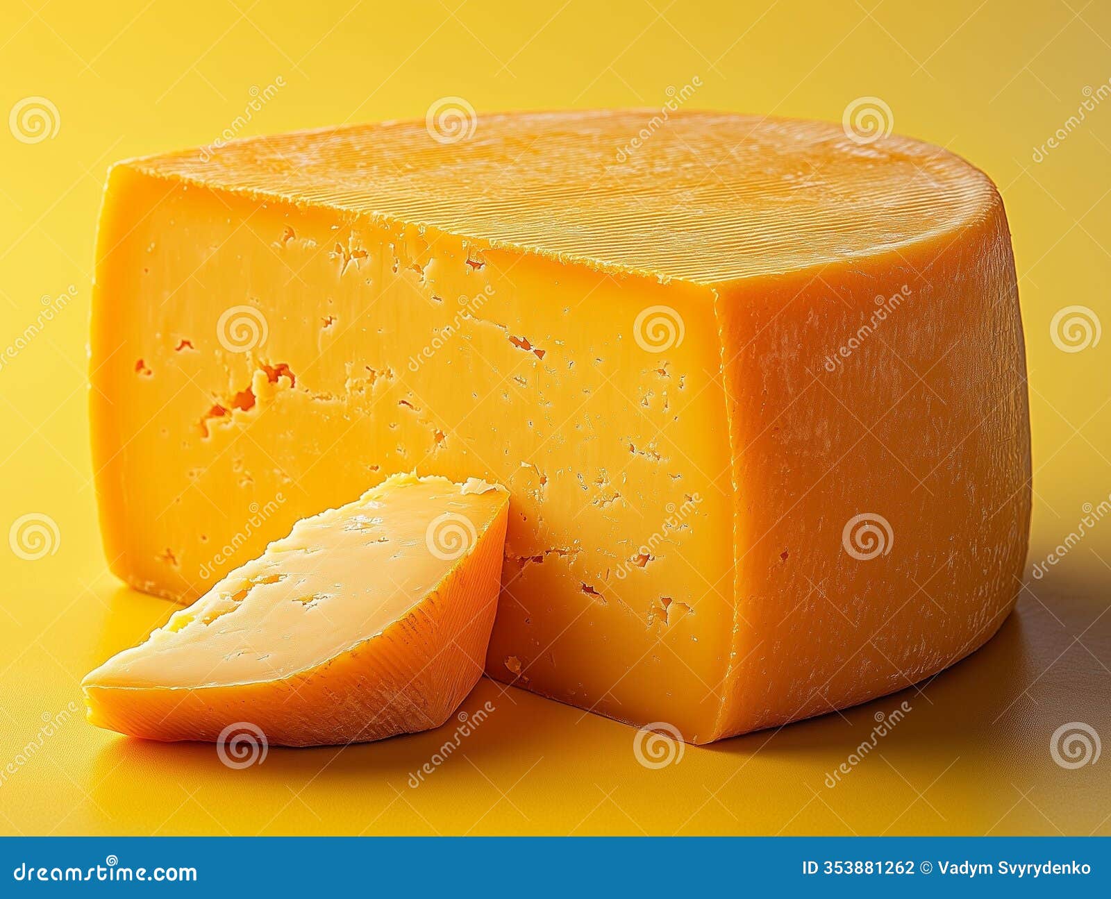 Cheese Wheel with Slice Cut Stock Illustration - Illustration of ...