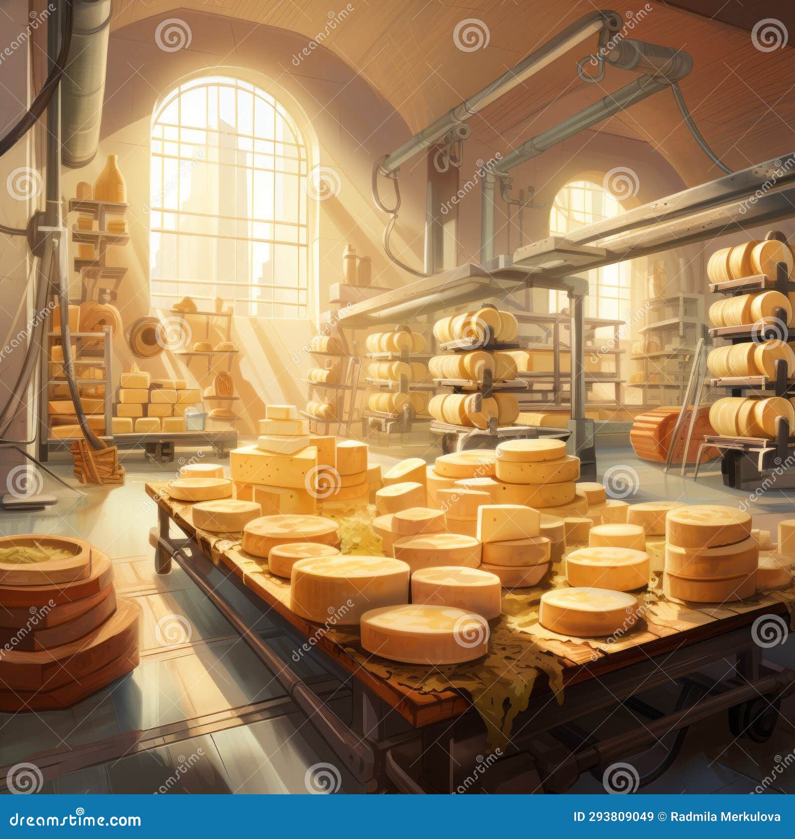 The Cheese Wheels are Undergoing the Maturation Phase, Illustration ...