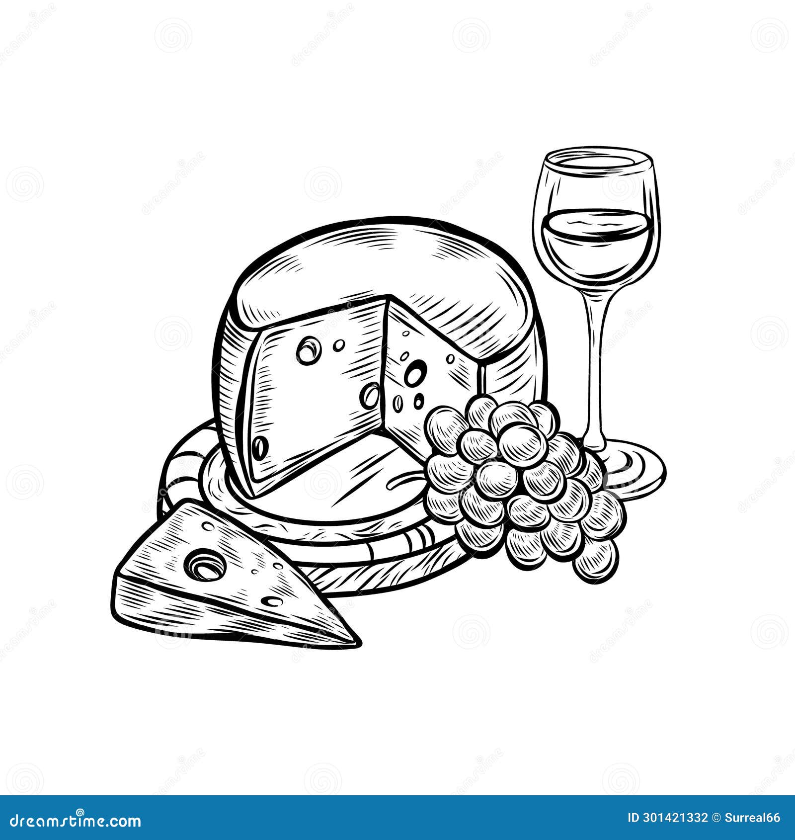 Cheese and Wine Vector Illustration Stock Vector - Illustration of wine ...