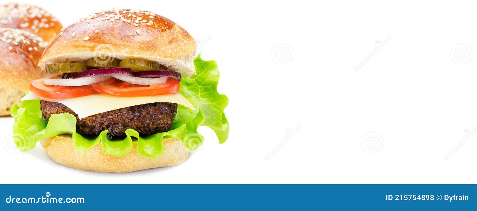 Cheeseburger Banner Isolated on a White Background. Hamburger with ...