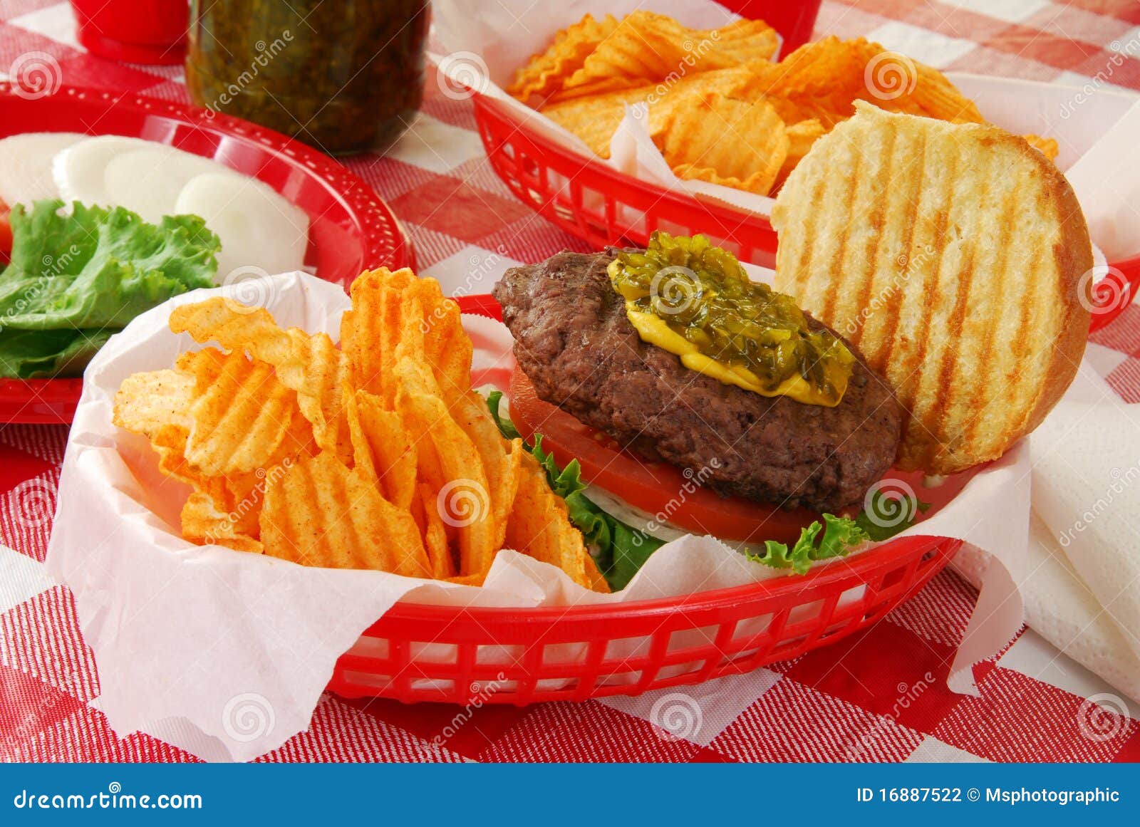 Cheeseburger in a basket stock photo. Image of barbecue - 16887522