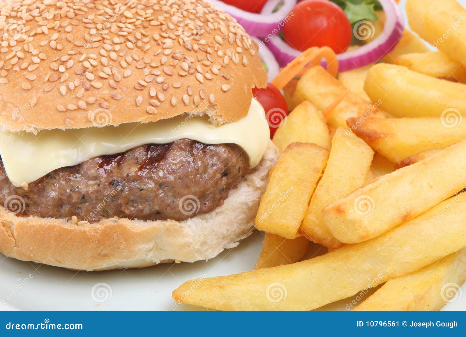Cheeseburger and Chips stock image. Image of macro, dinner - 10796561