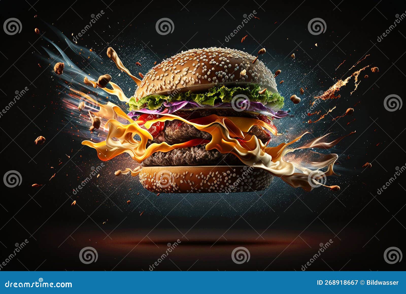 Cheeseburger is Exploding. Generative Ai Stock Illustration ...