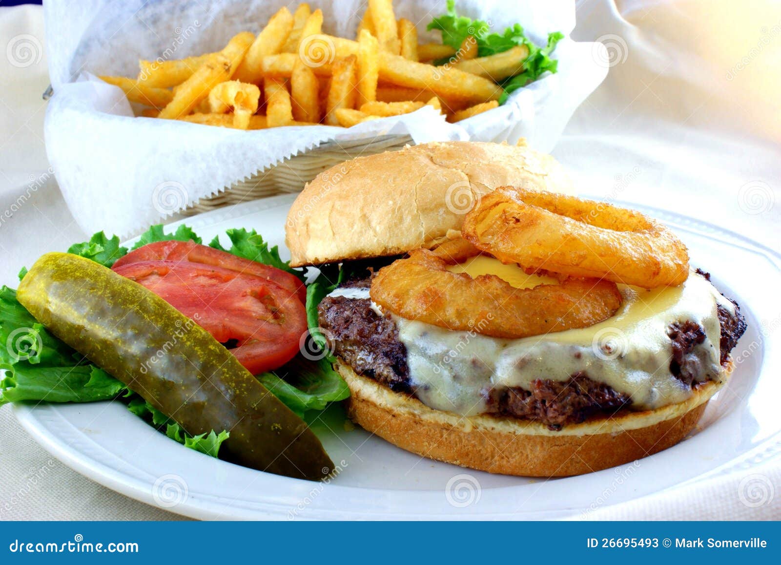 Cheeseburger with Fries stock image. Image of roast, fresh - 26695493