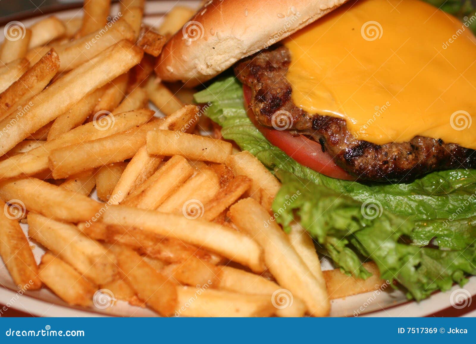 Cheeseburger with fries stock image. Image of lettuce - 7517369