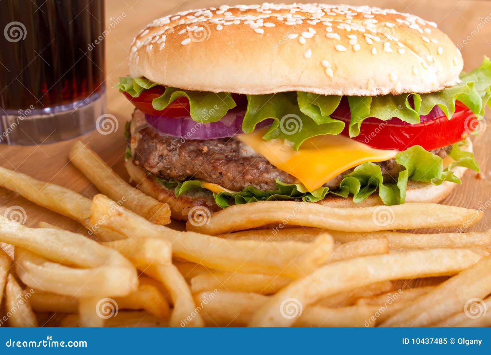 Cheeseburger with Fries and a Drink Stock Image - Image of french, buns ...
