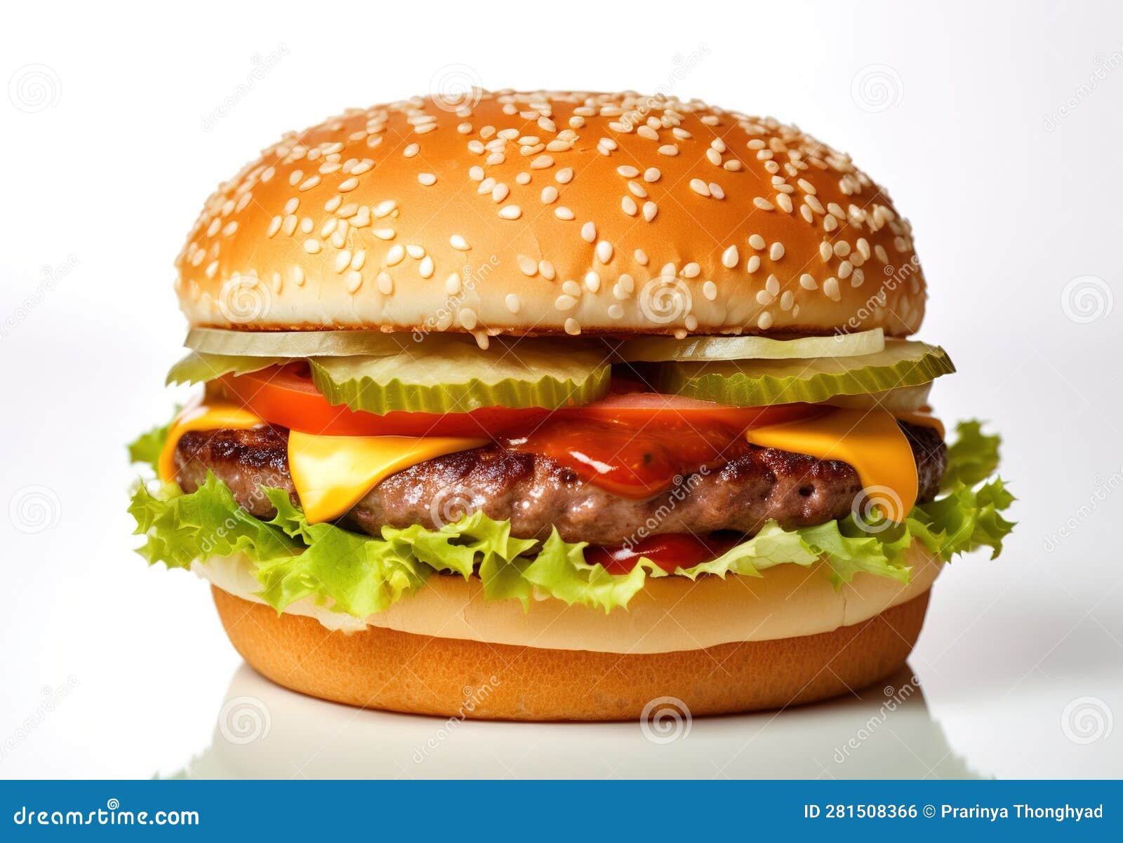 Cheeseburger or Hamberger on a White Background. Fast Food Stock ...