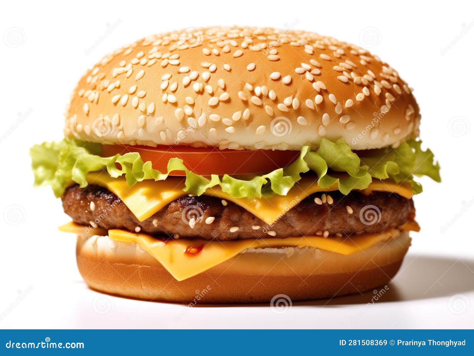 Cheeseburger or Hamberger on a White Background. Fast Food Stock ...