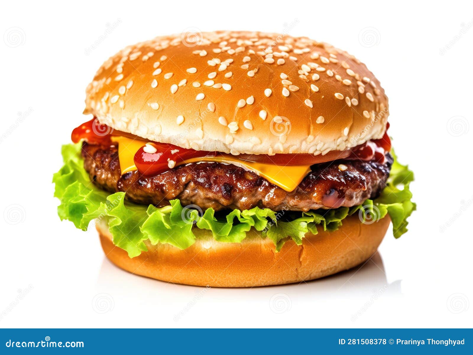 Cheeseburger or Hamberger on a White Background. Fast Food Stock ...