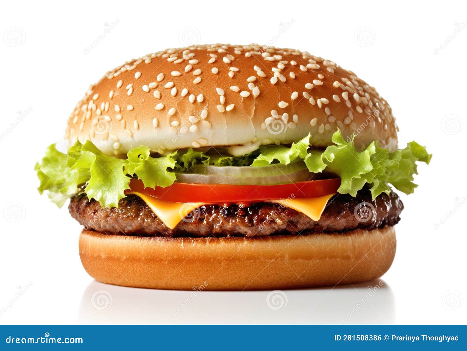 Cheeseburger or Hamberger on a White Background. Fast Food Stock ...