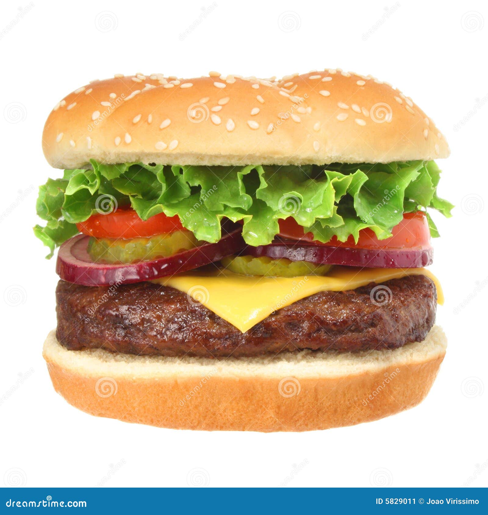 Cheeseburger Hamburger Isolated on White Stock Image - Image of ground ...