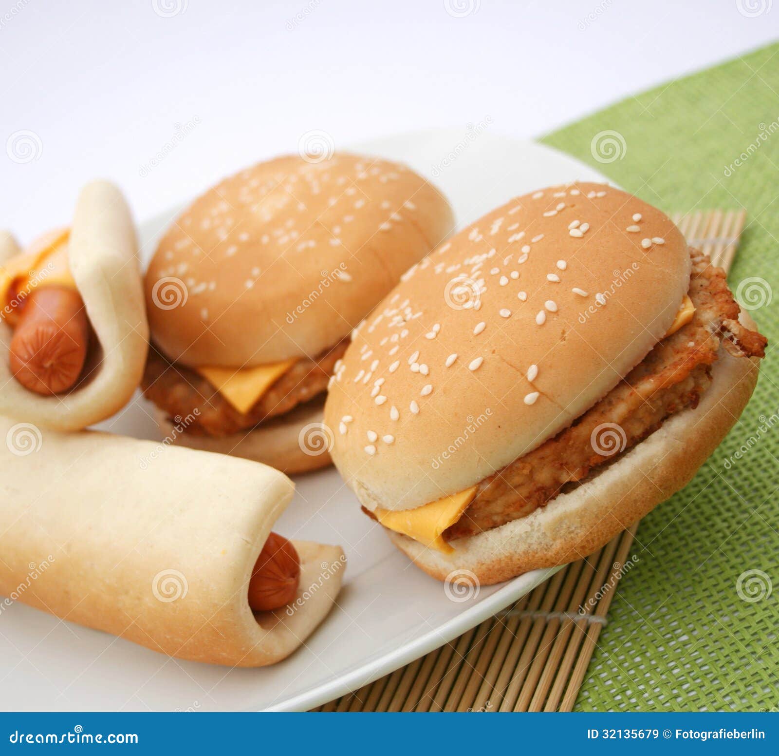 Cheeseburger and Hot Dogs stock image. Image of lunch - 32135679