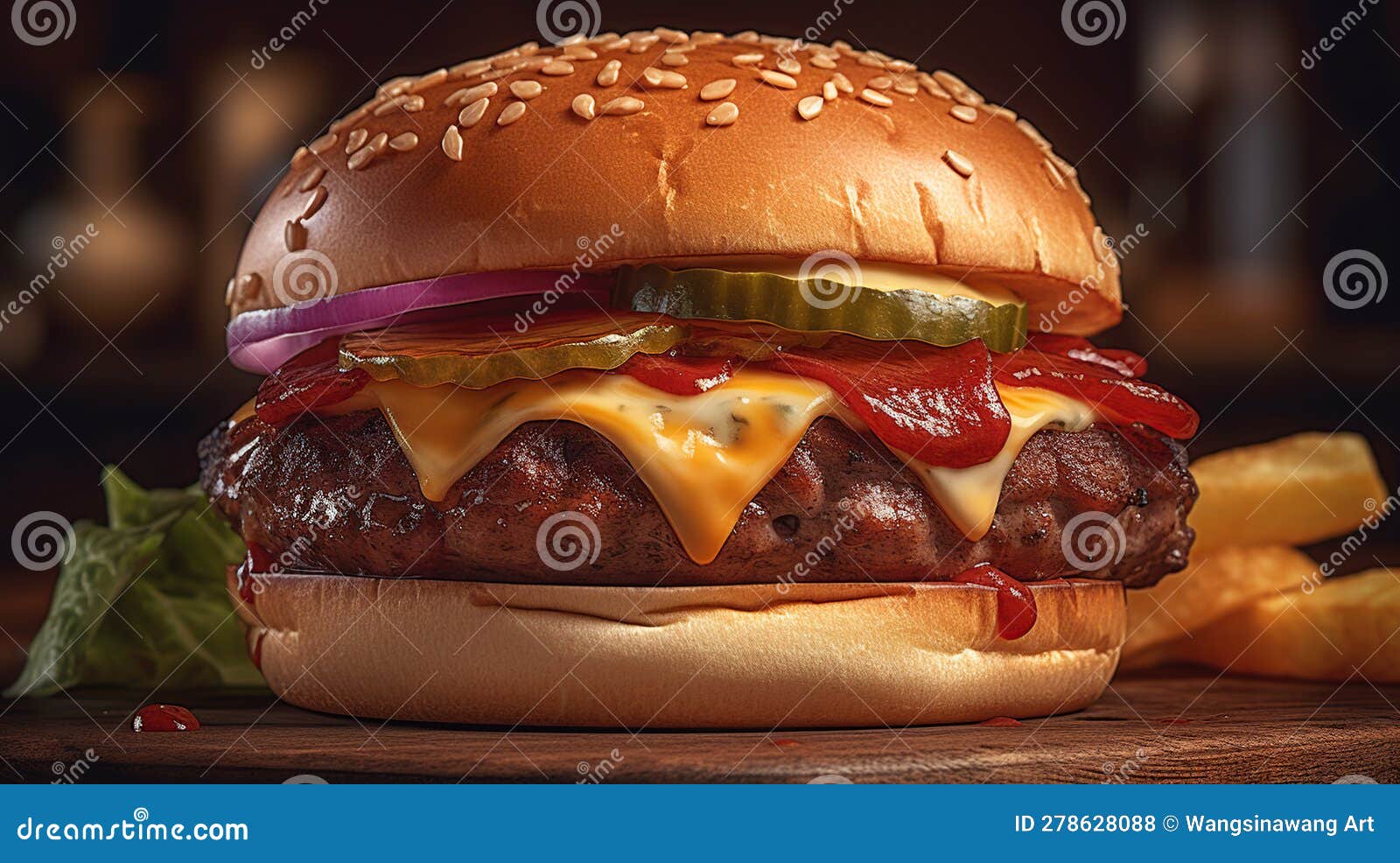 Cheeseburger, Including the Type of Bun, Meat Patty, Cheese, Sauce, and ...