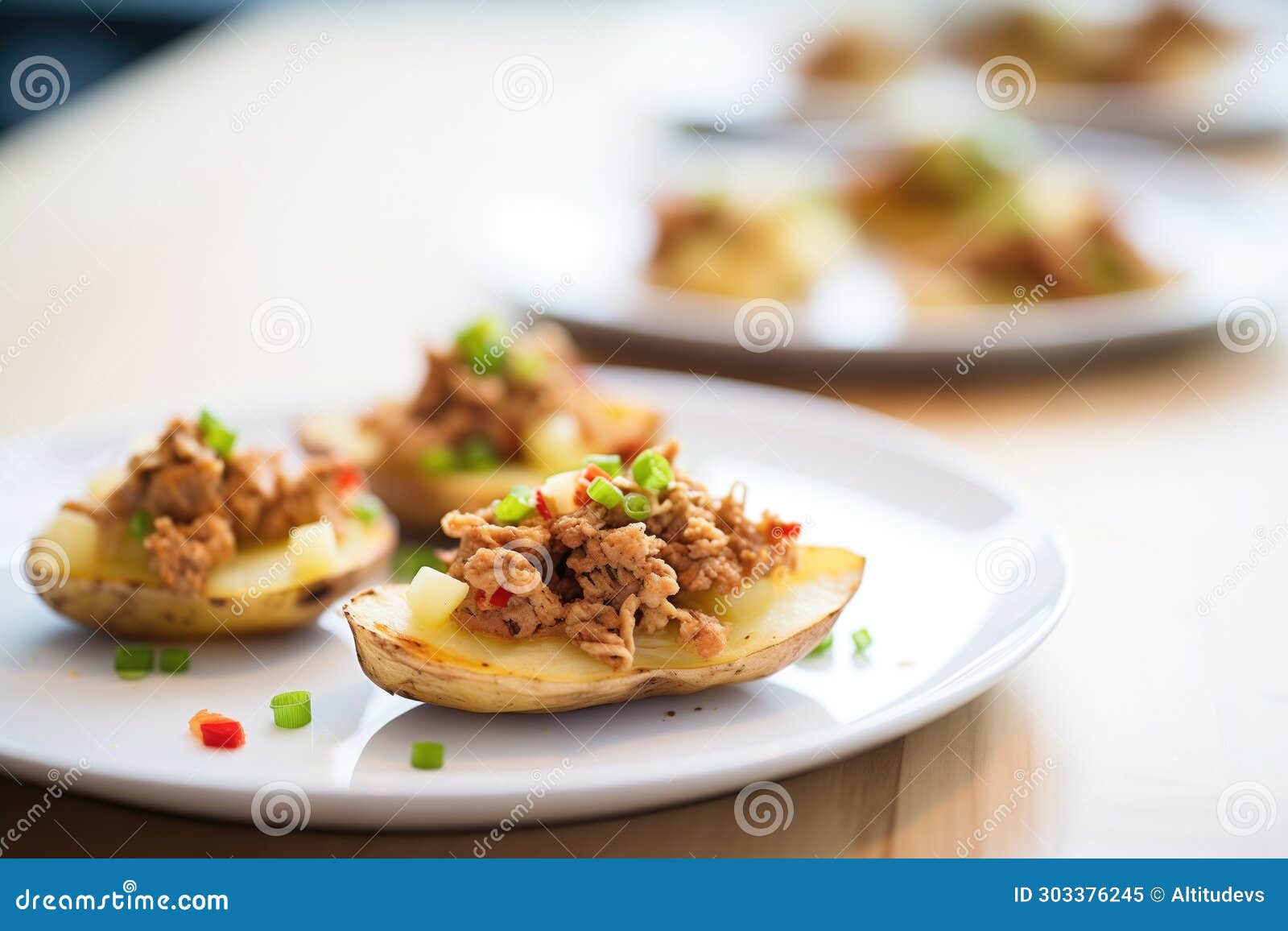 Cheeseburger-inspired Potato Skins with Minced Meat Topping Stock Image ...