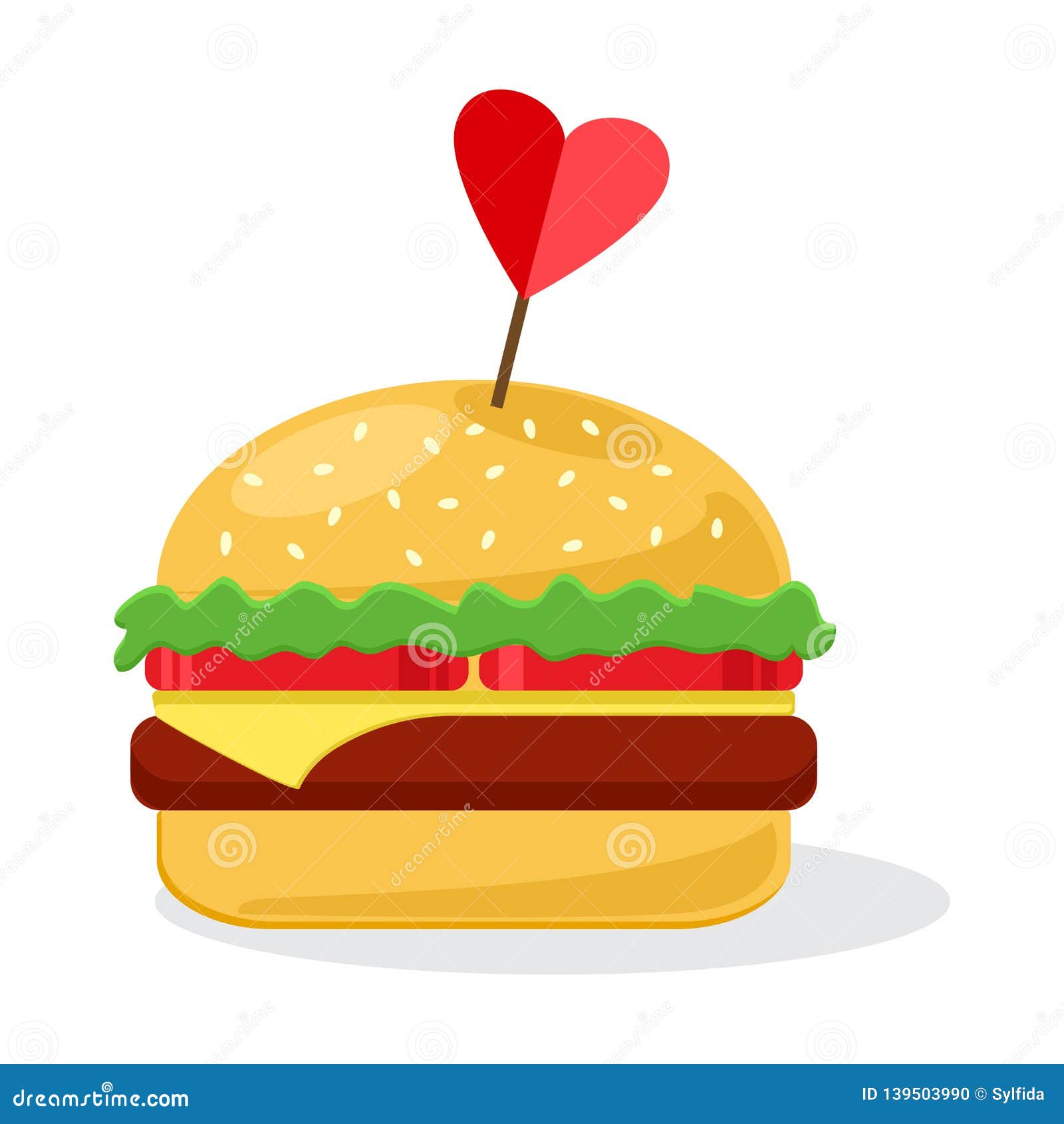 Cheeseburger with Heart. Vector Illustration Stock Illustration ...