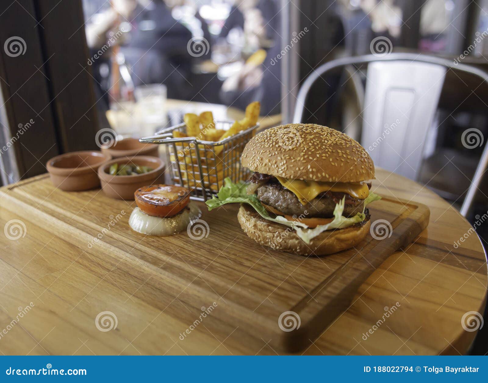Cheeseburger on Table Ready To Eat Stock Photo - Image of fastfood ...