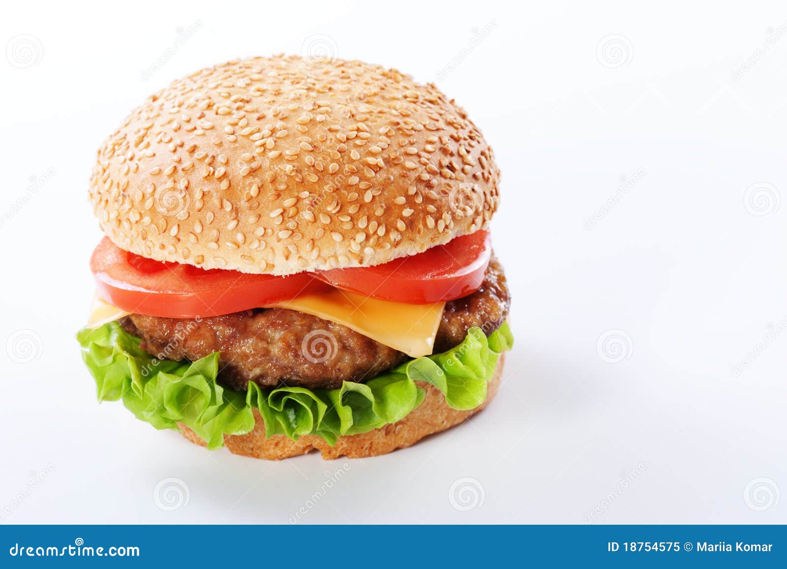 Cheeseburger with Tomatoes and Lettuce Stock Image - Image of fresh ...