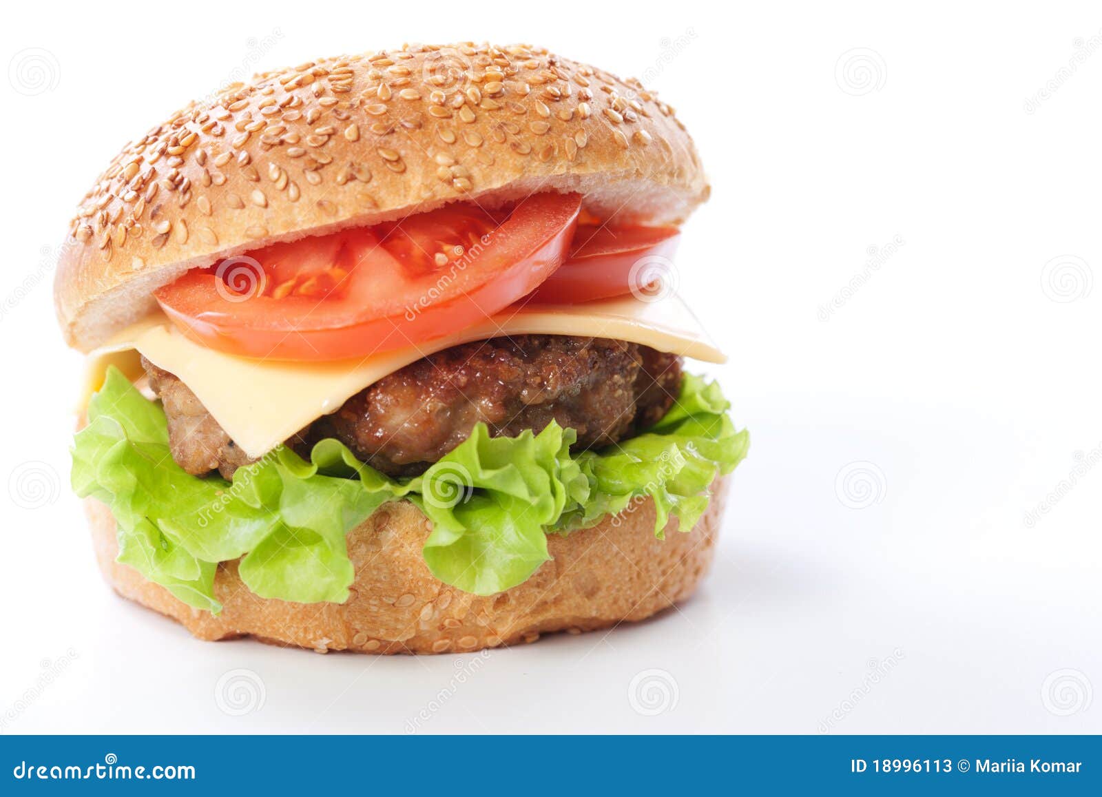 Cheeseburger with Tomatoes and Lettuce Stock Image - Image of burger ...