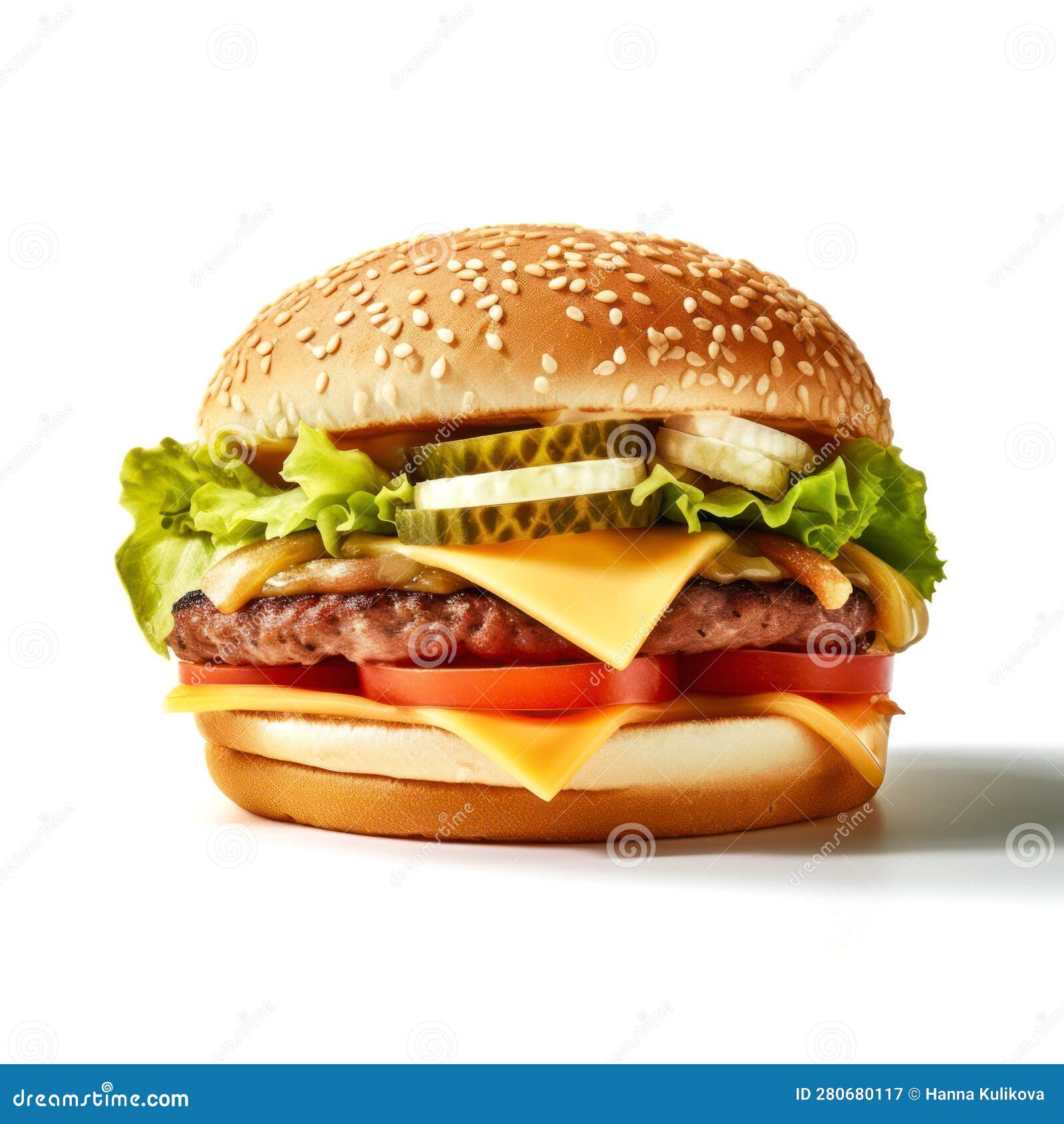 Cheeseburger on White Background. Stock Illustration - Illustration of ...