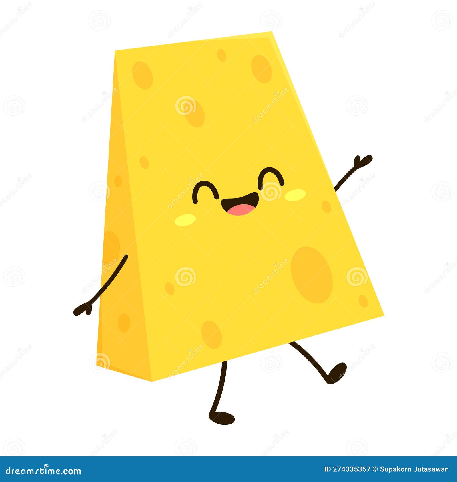Cute Happy Cheese Character. Funny Food Emoticon in Flat Style Stock ...