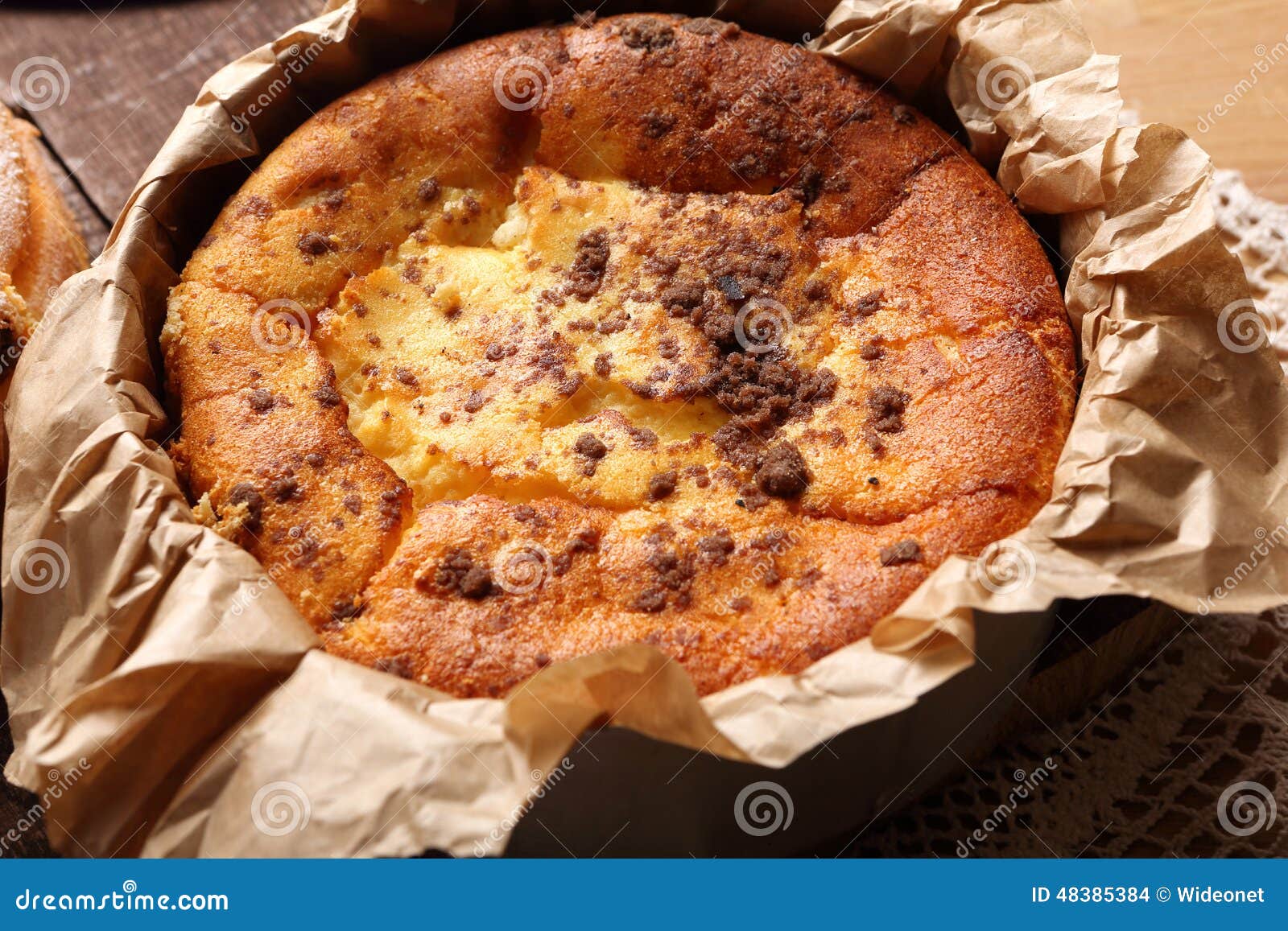 Cheesecake in Bakery Mold Removed from the Oven Stock Photo - Image of ...