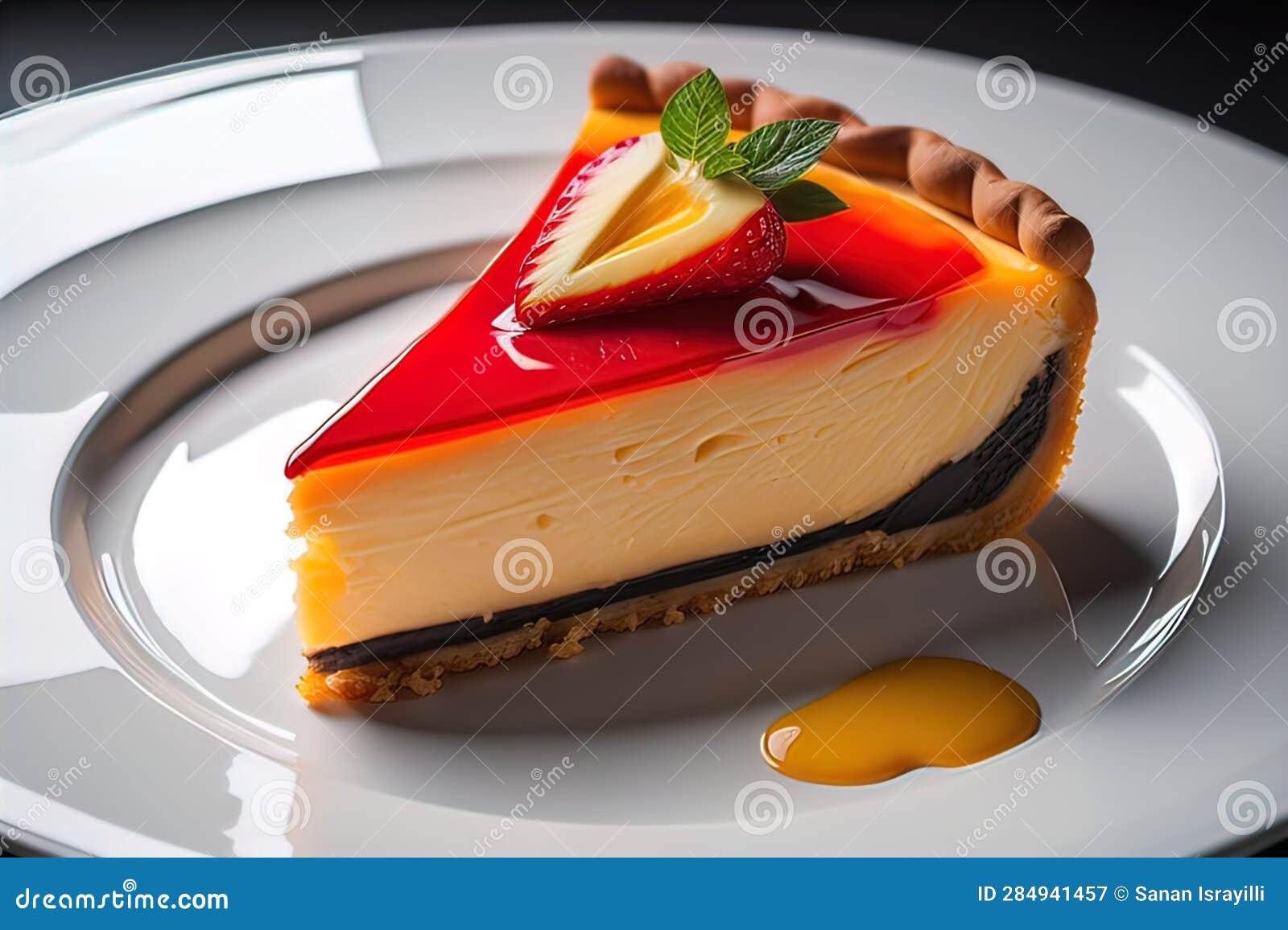 Cheesecake on a Black Plate. Toned Stock Illustration - Illustration of ...