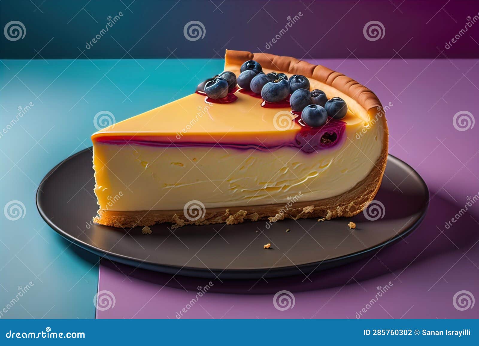 Cheesecake on a Black Plate. Toned Stock Photo - Image of close, cream ...