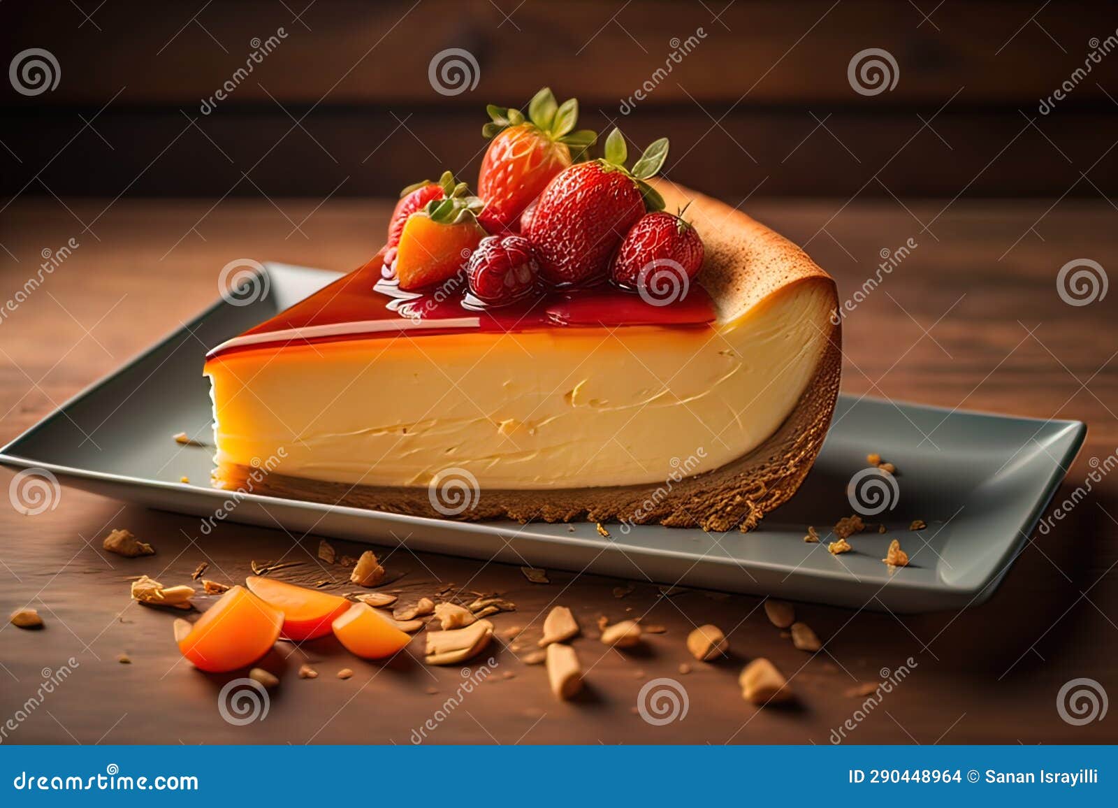 Cheesecake on a Black Plate. Toned Stock Photo - Image of baked ...