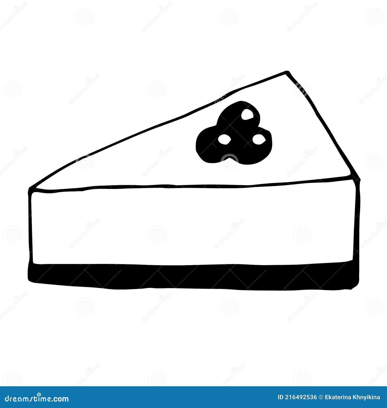 Cheesecake with Blueberries, Vector Illustration, Doodle Hand Drawn ...
