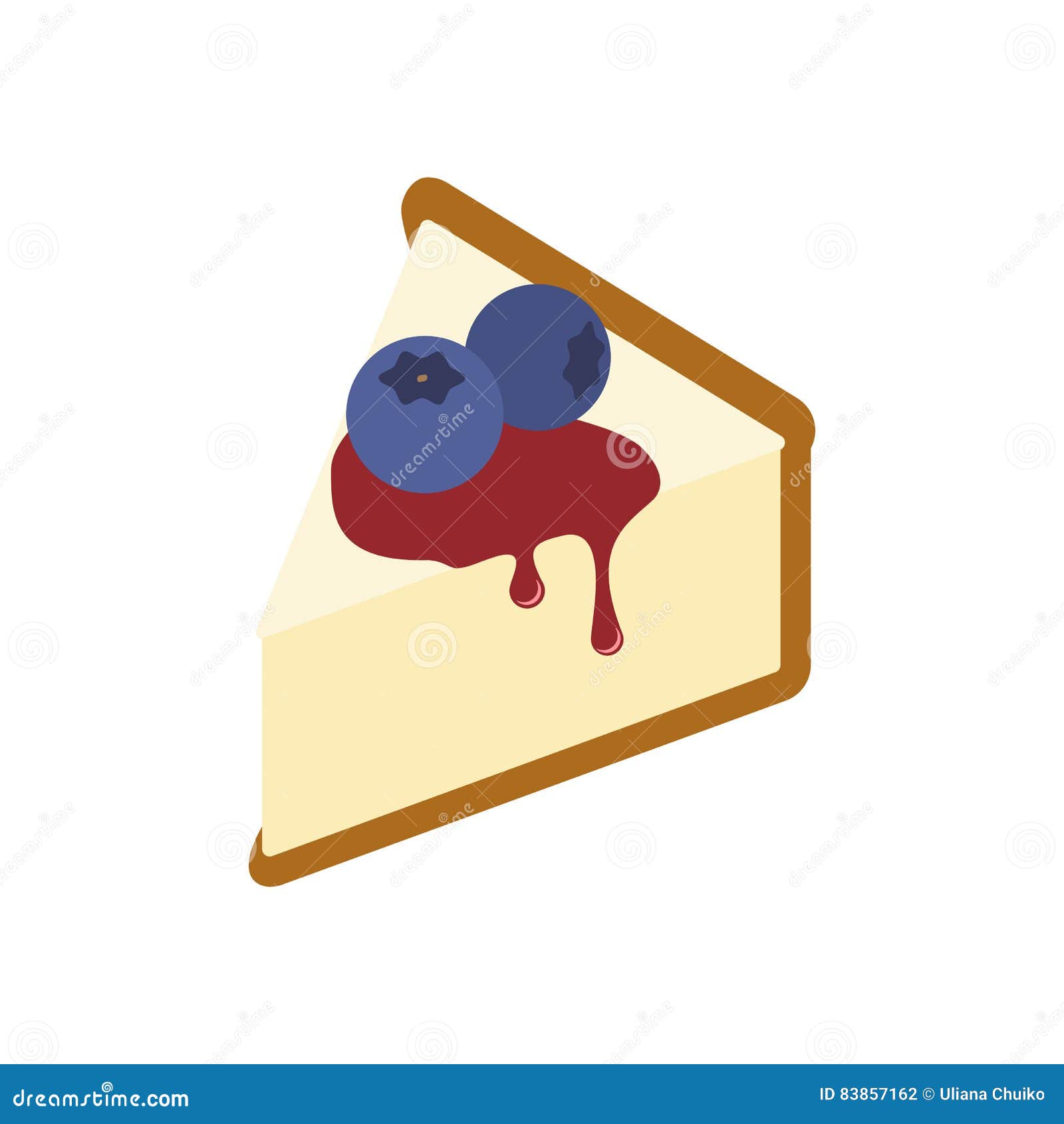 Cheesecake with blueberry stock vector. Illustration of icon - 83857162