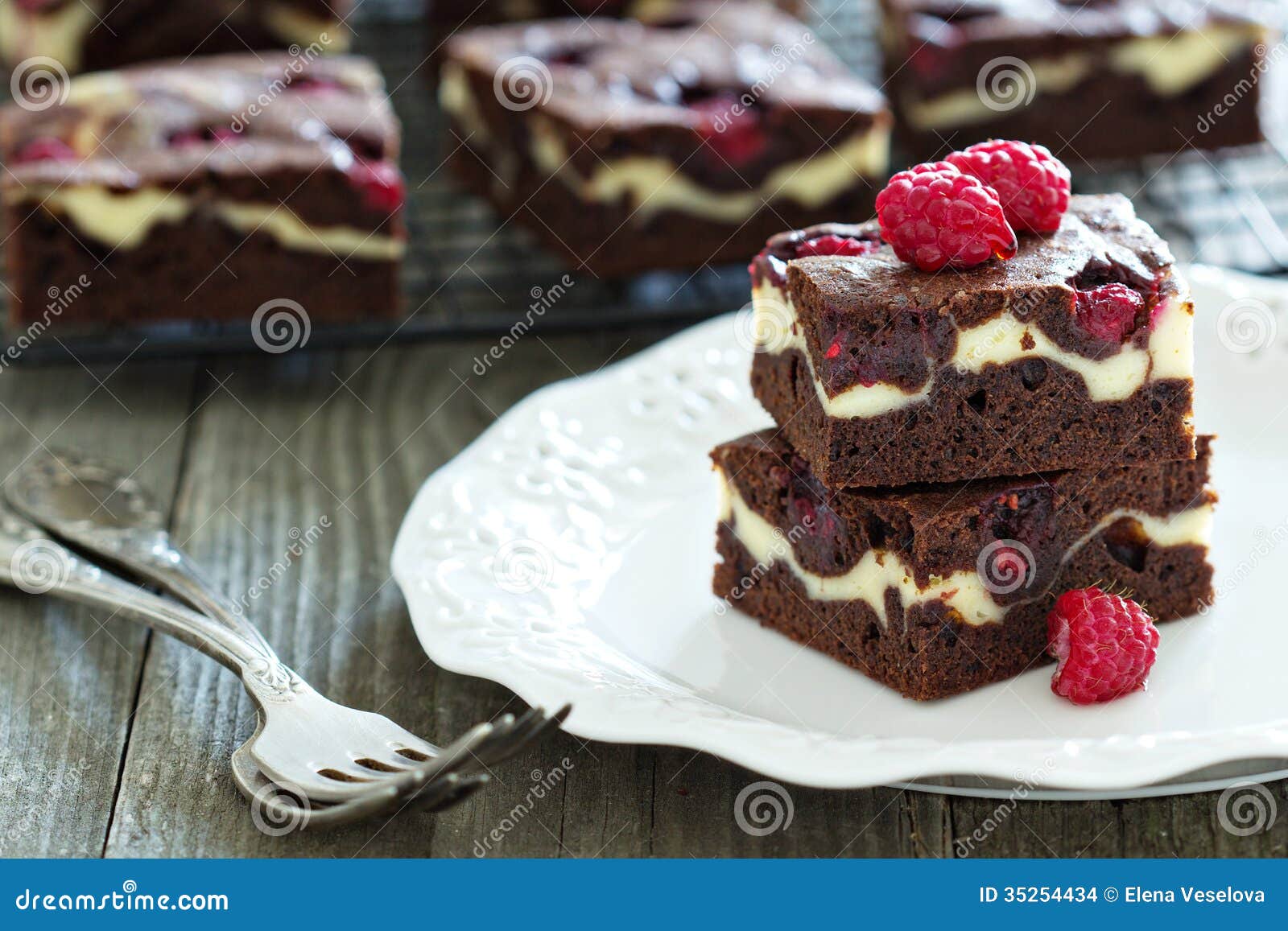 Cheesecake Brownies with Raspberry Stock Photo - Image of cream, treat ...