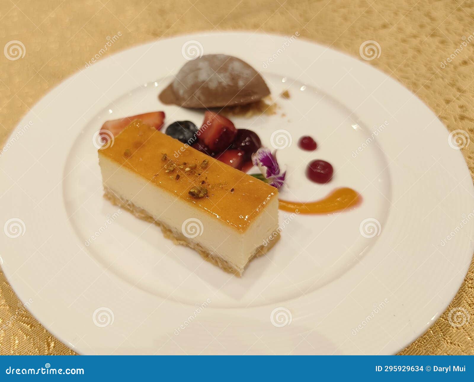 Cheesecake Dessert for 3 Course Meal Set Stock Photo - Image of meal ...