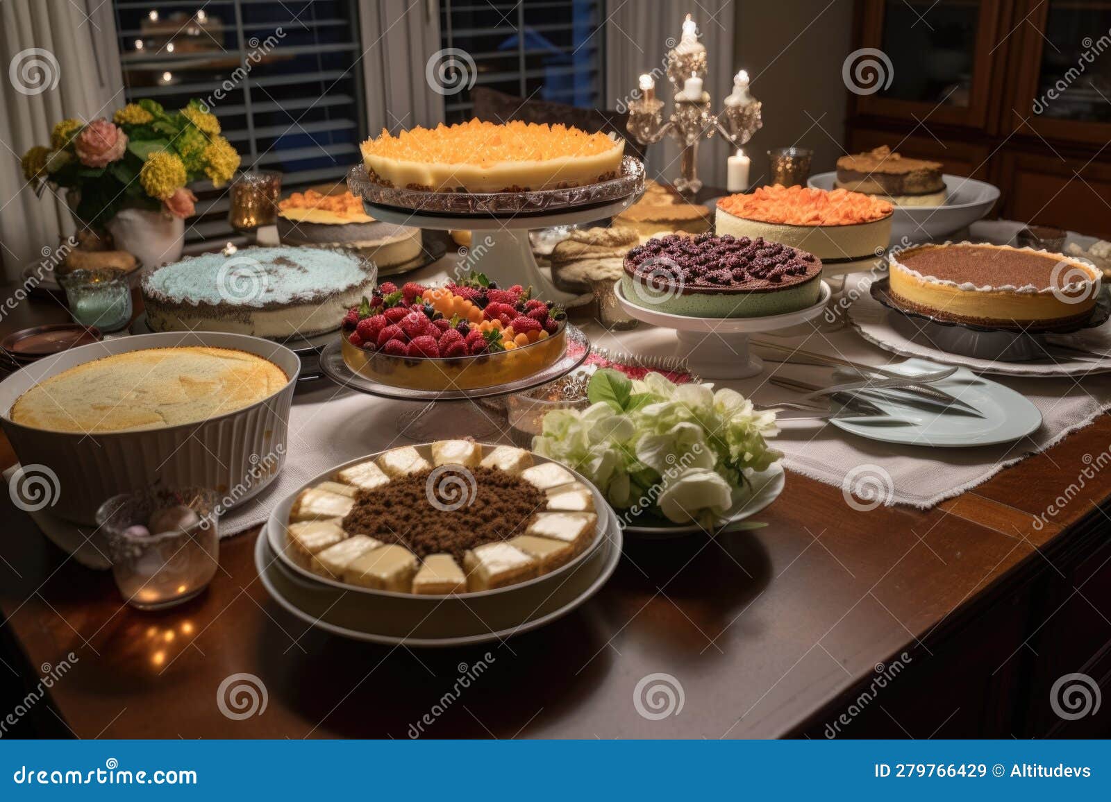Cheesecake Dinner Party, with Cheesecakes of Various Flavors on Display ...