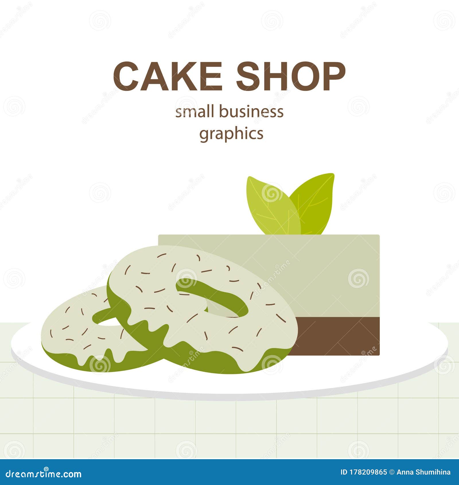 Cheesecake and Donuts from Tea Match. Vector Template for the Menu of a ...