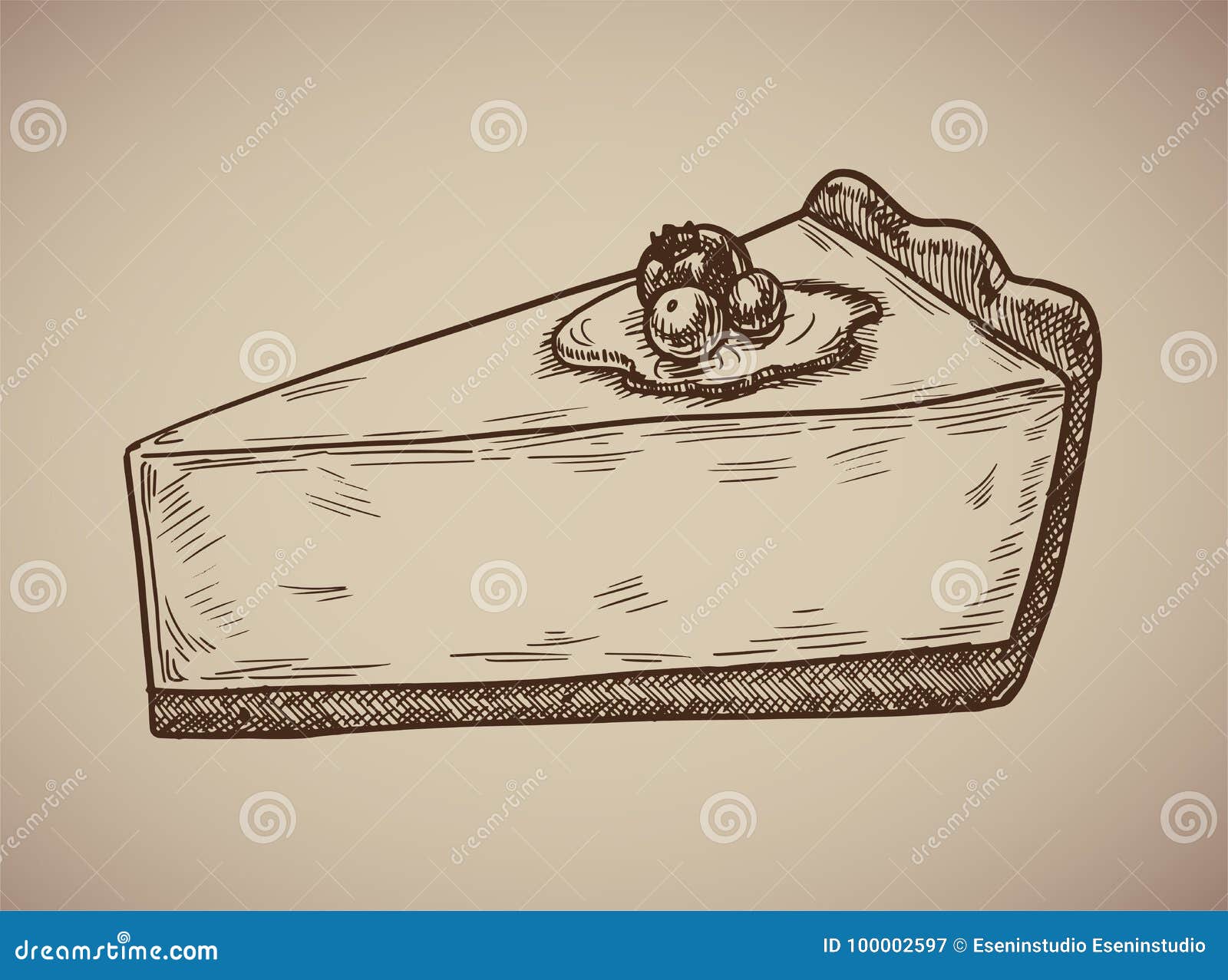Cheesecake Engraving. Delicious Cheesecake in Sketch Style. Vector ...