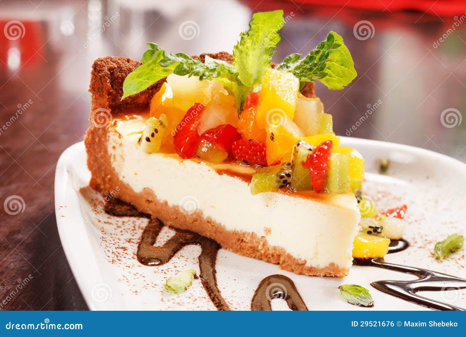 Cheesecake with fruits stock photo. Image of cuisine - 29521676