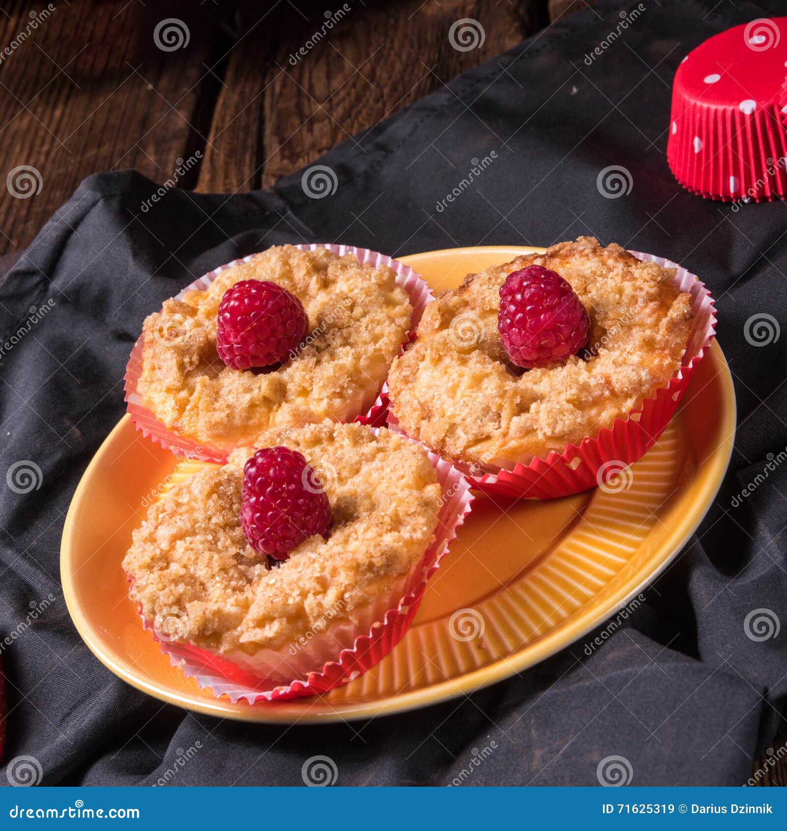 Cheesecake Muffins with Raspberry Stock Image - Image of food, leaf ...