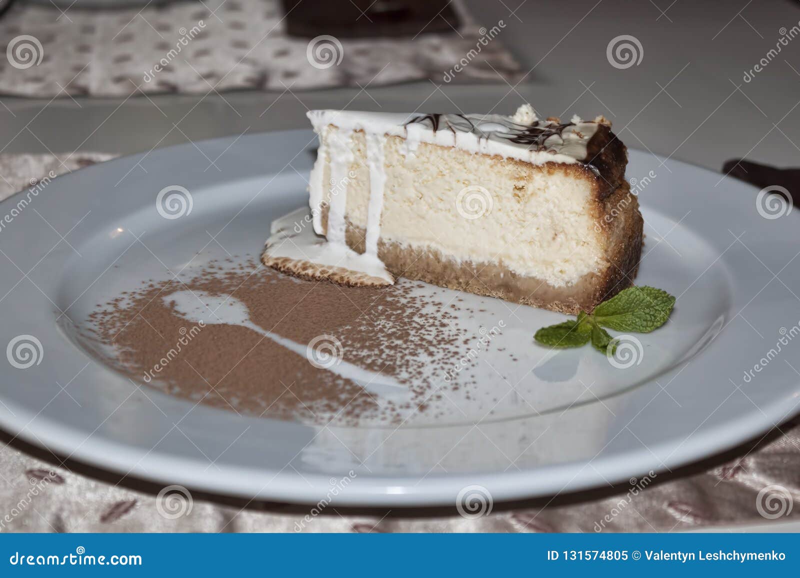Cheesecake on a plate stock image. Image of brown, tasty - 131574805