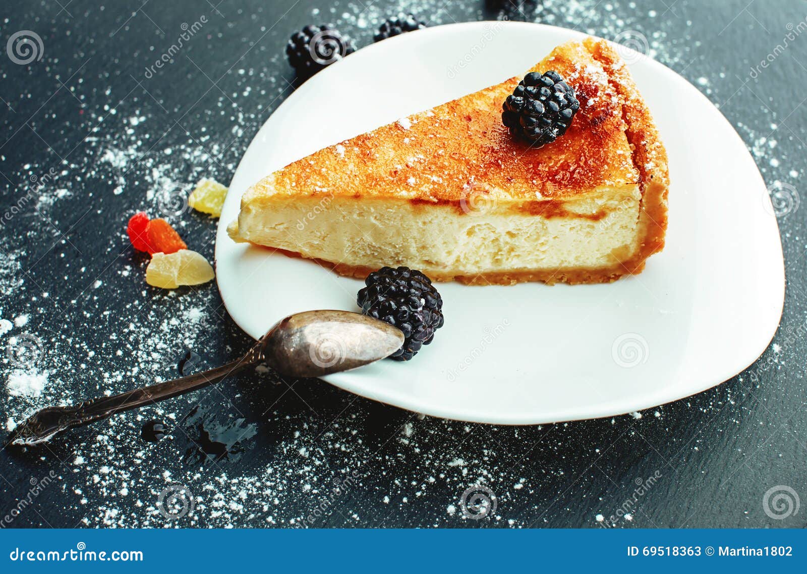 Cheesecake on a plate stock image. Image of blueberry - 69518363